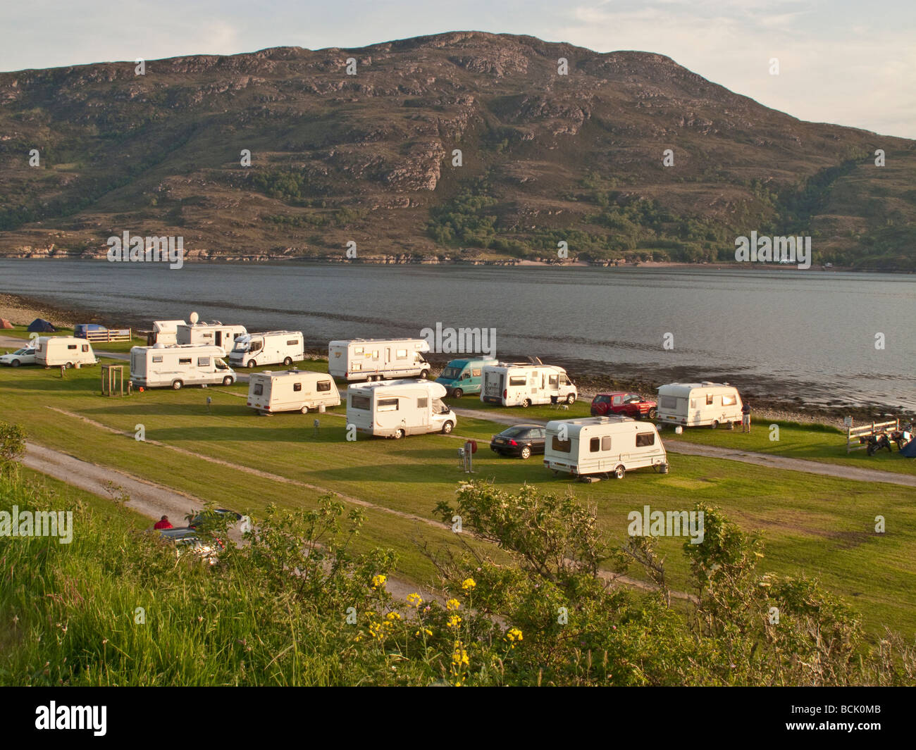 Campsite by Loch Broom near Ullapool Scotland UK Stock Photo - Alamy