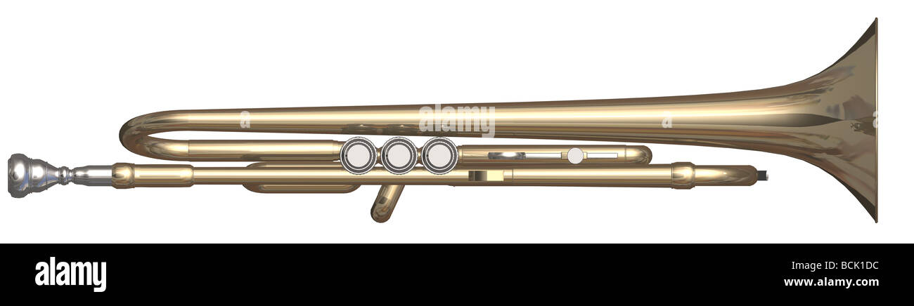 Isolated trumpet on a white background Stock Photo - Alamy