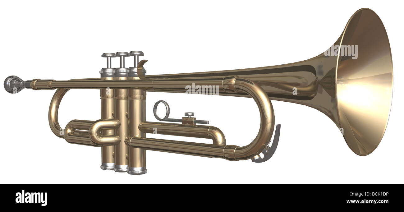 Isolated trumpet on a white background Stock Photo - Alamy