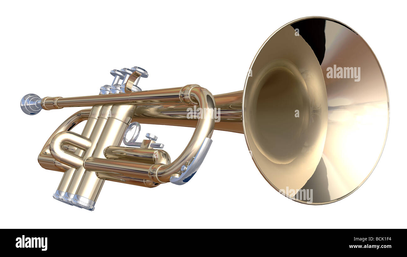 Isolated trumpet on a white background Stock Photo - Alamy