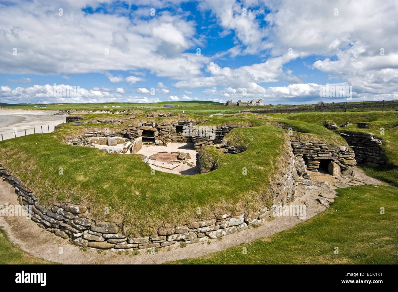The neolithic village of Skara Brae on Orkney mainland Scotland with ...
