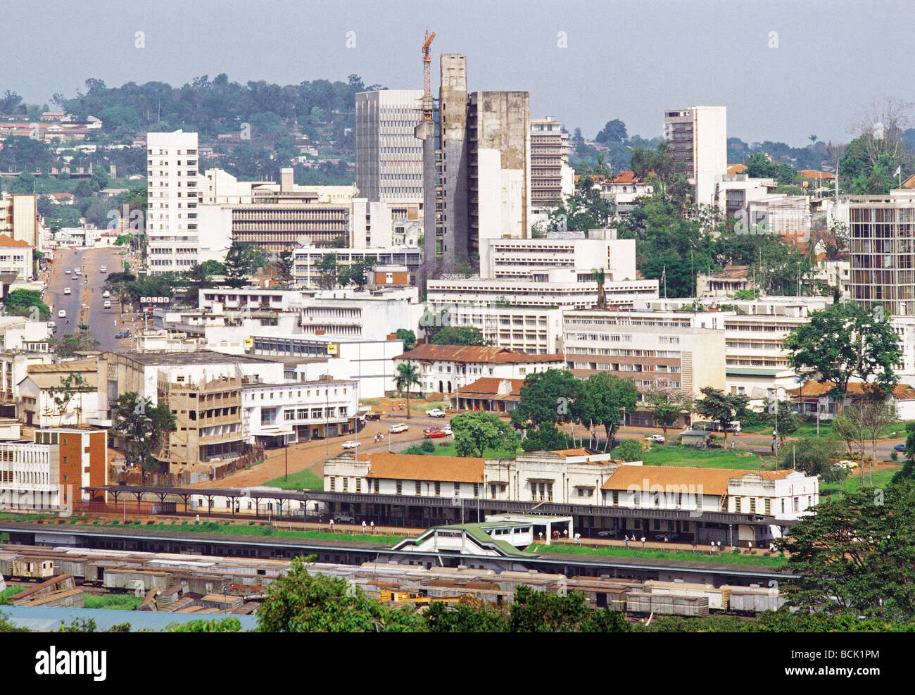 Railway station and modern buildings in central Kampala Uganda East ...