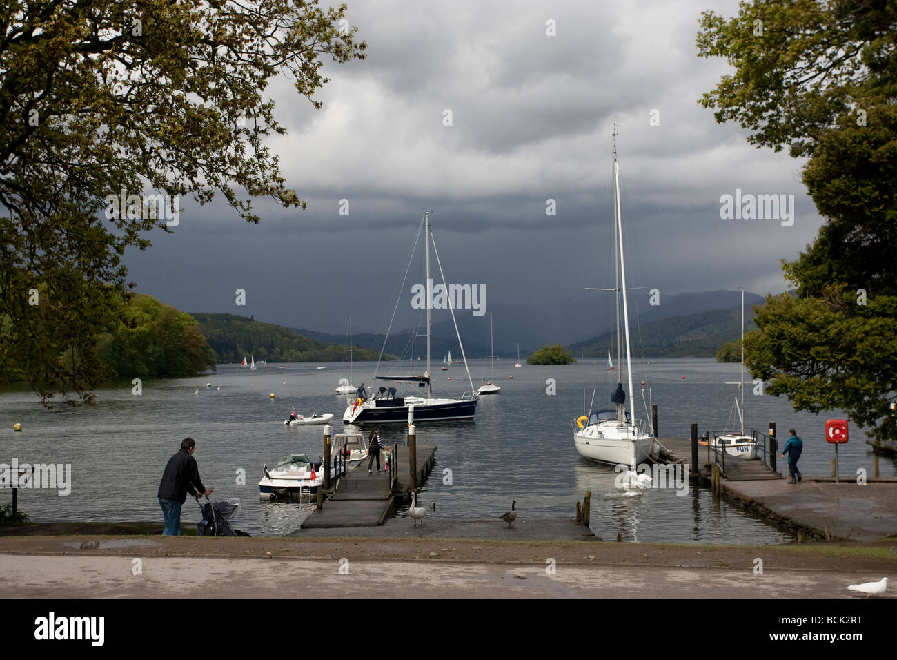 Bowness Bay looking north up Lake Windermere Stock Photo - Alamy