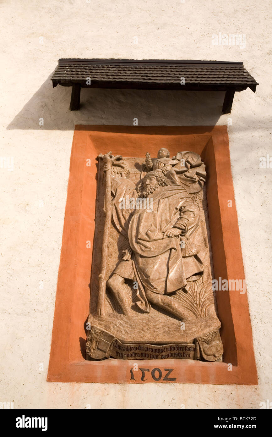 A bas relief image of St Christopher within the walls of Hohensalzburg ...