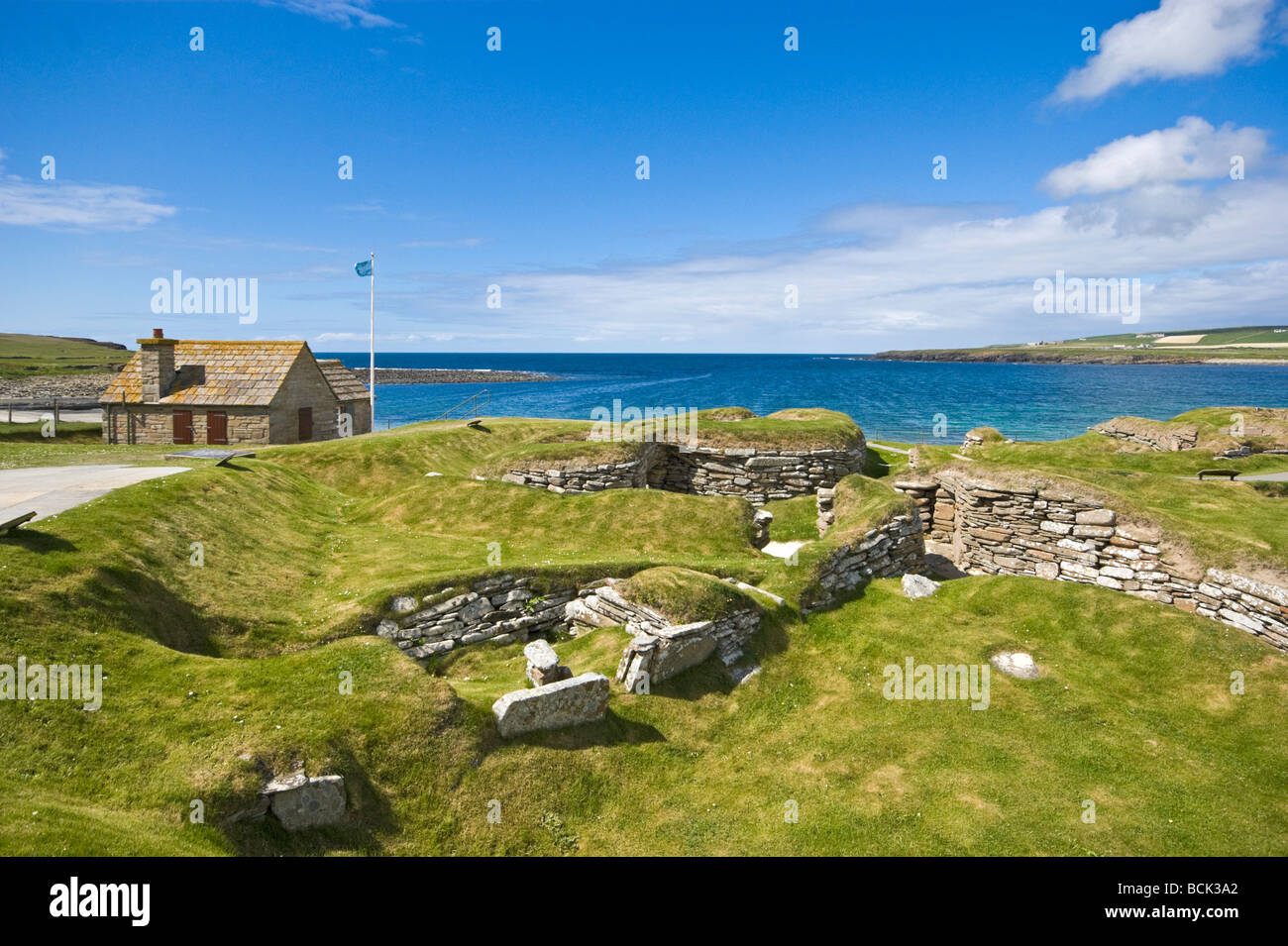 The neolithic village of Skara Brae on Orkney mainland Scotland with ...