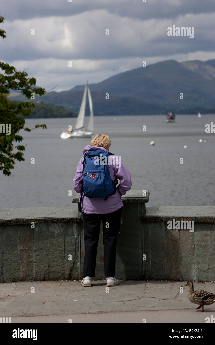 Lakeland stone plinth giving information re the view up the Lake ...