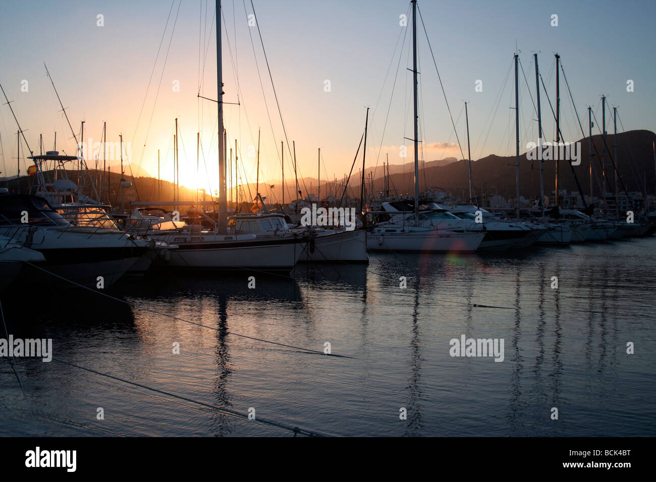 Boats at sunset, Mallorca Stock Photo - Alamy