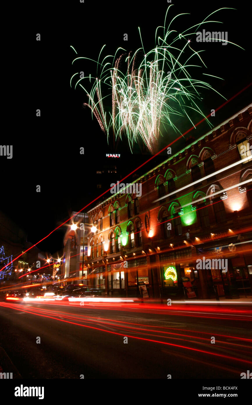 Fireworks over Broad Street Birmingham at night The entertainment ...