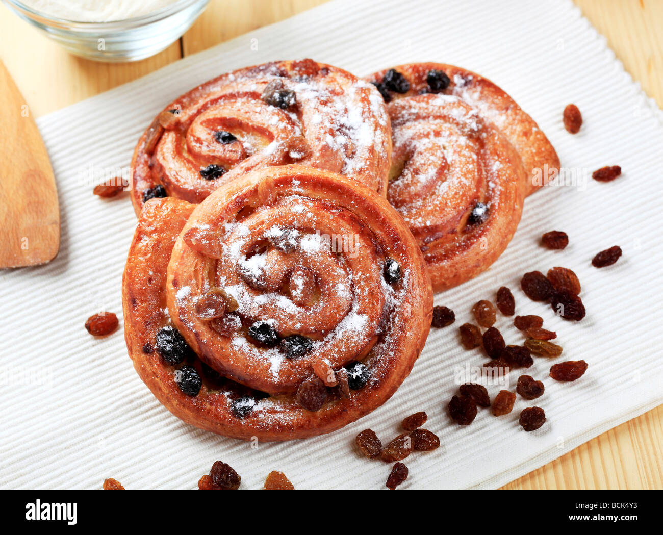 Sweet pastry with raisins Stock Photo - Alamy