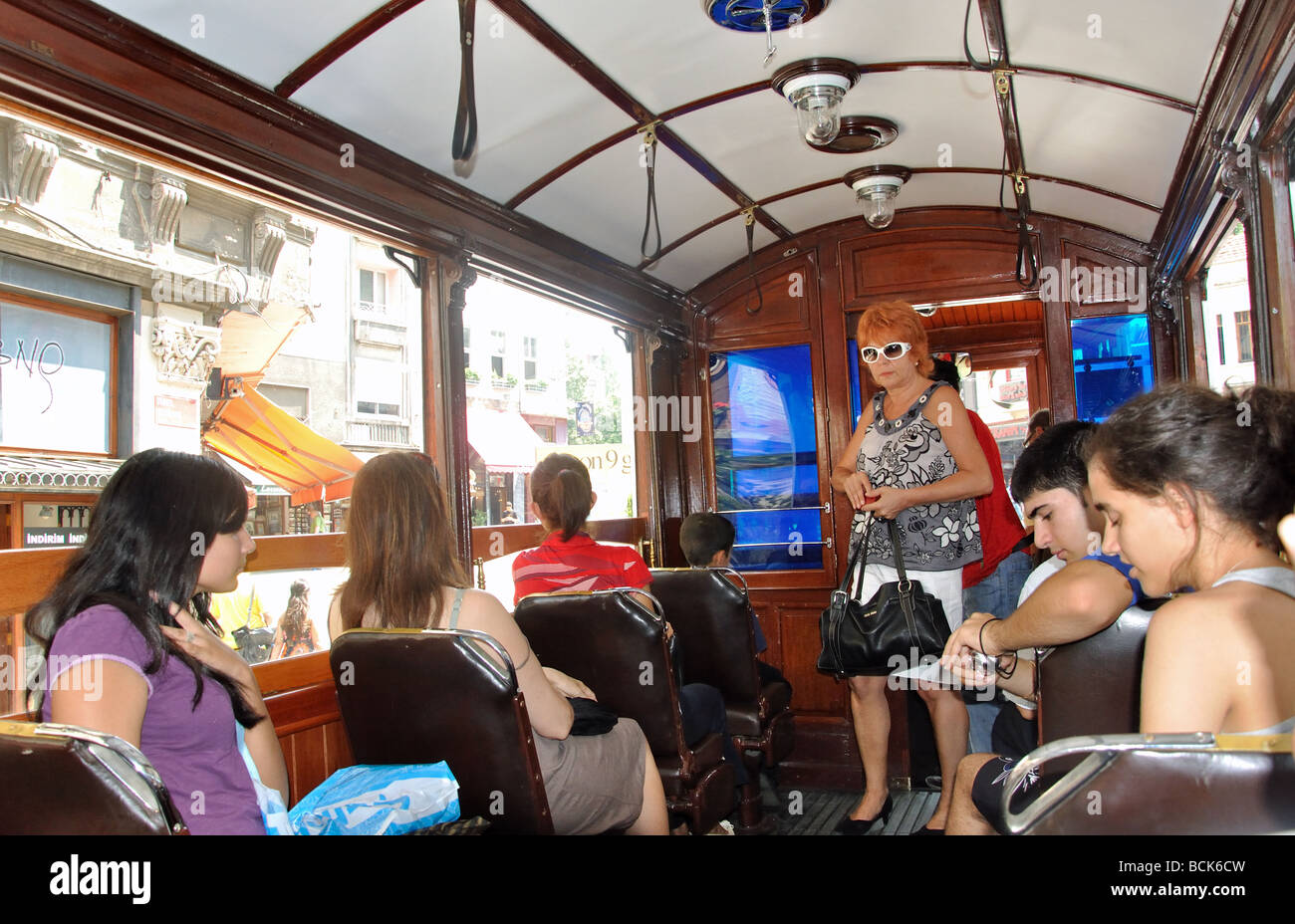 The Antique Tram which runs between Tunel and Taksim Square in Istanbul ...