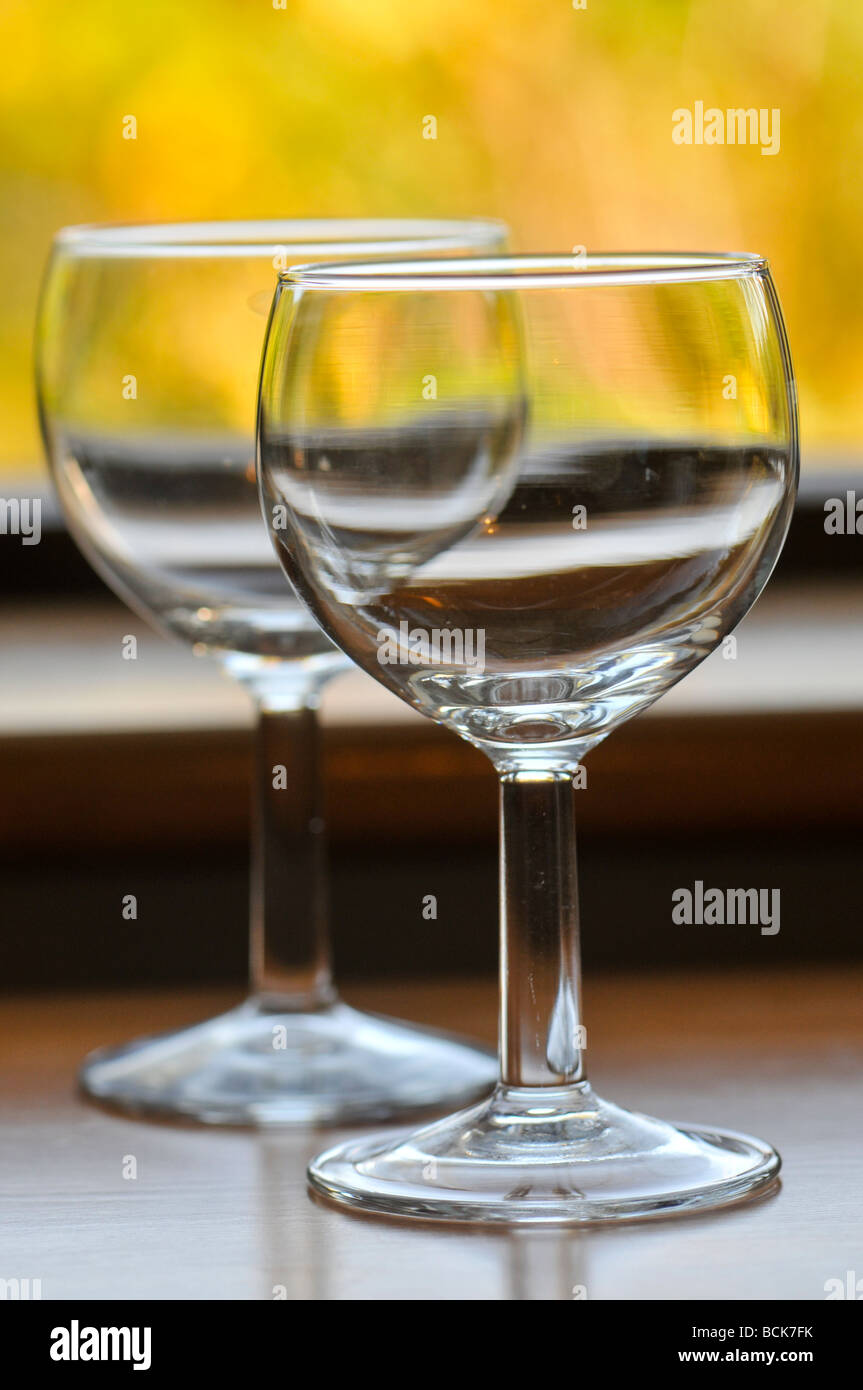 Two empty wine glasses Stock Photo - Alamy