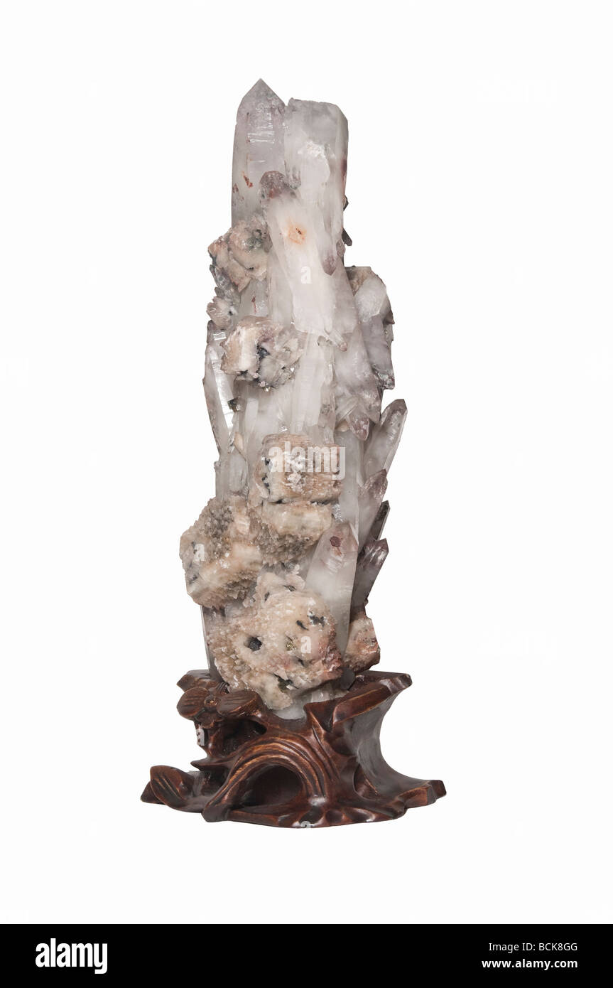 Quartz crystal specimen on white background Stock Photo - Alamy