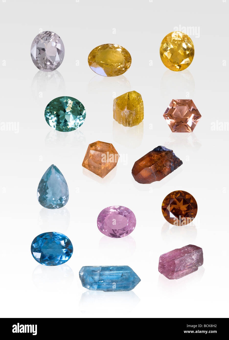 Topaz gemstone and mineral specimens on white background Stock Photo ...