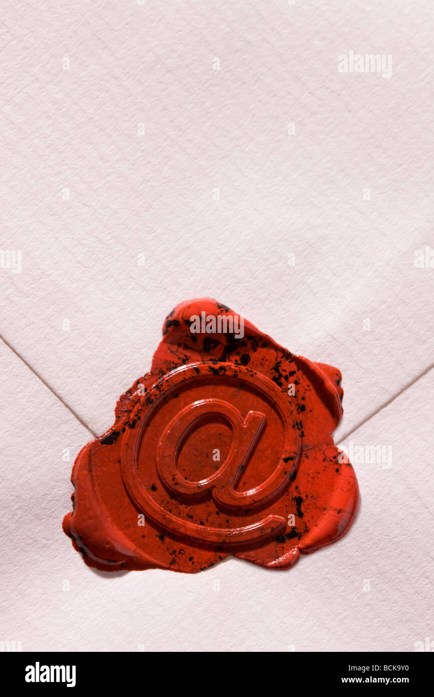 Empty envelope with e-mail-sign as a seal Stock Photo - Alamy