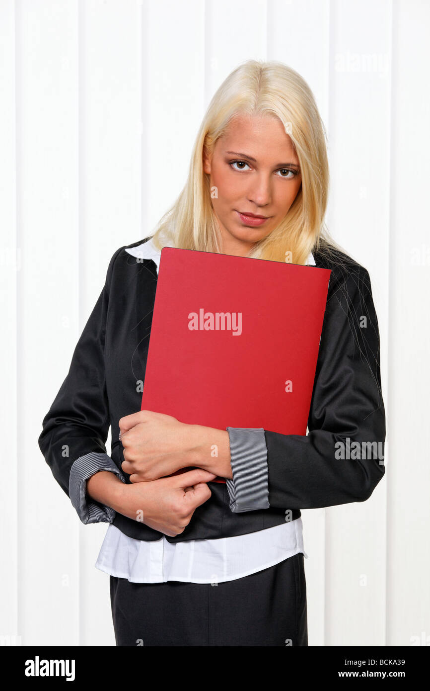 Young woman with application kit before the interview Stock Photo - Alamy