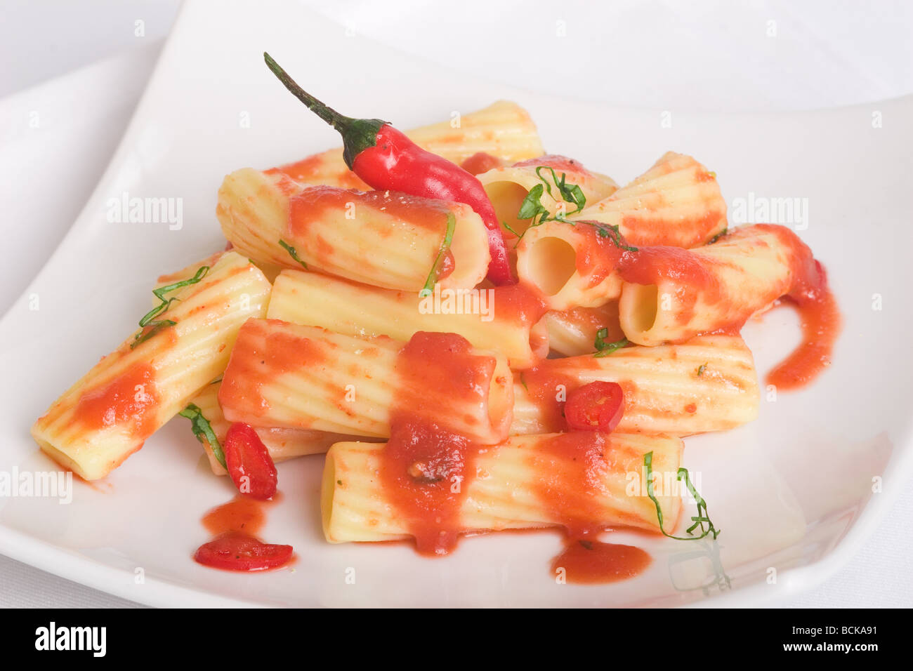 Rigatoni with sauce Stock Photo - Alamy