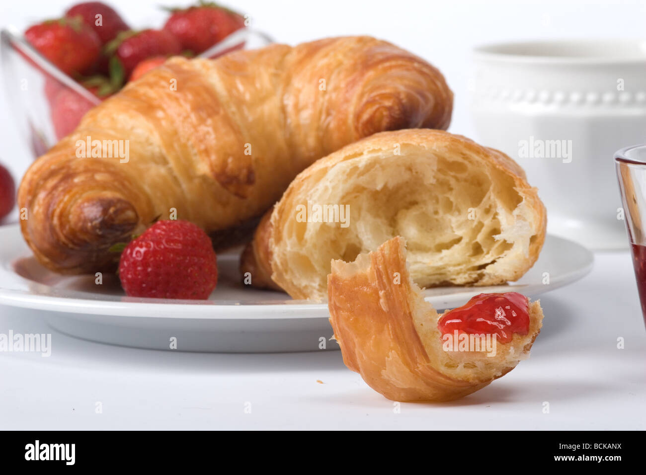 Croissant with strawberries Stock Photo - Alamy