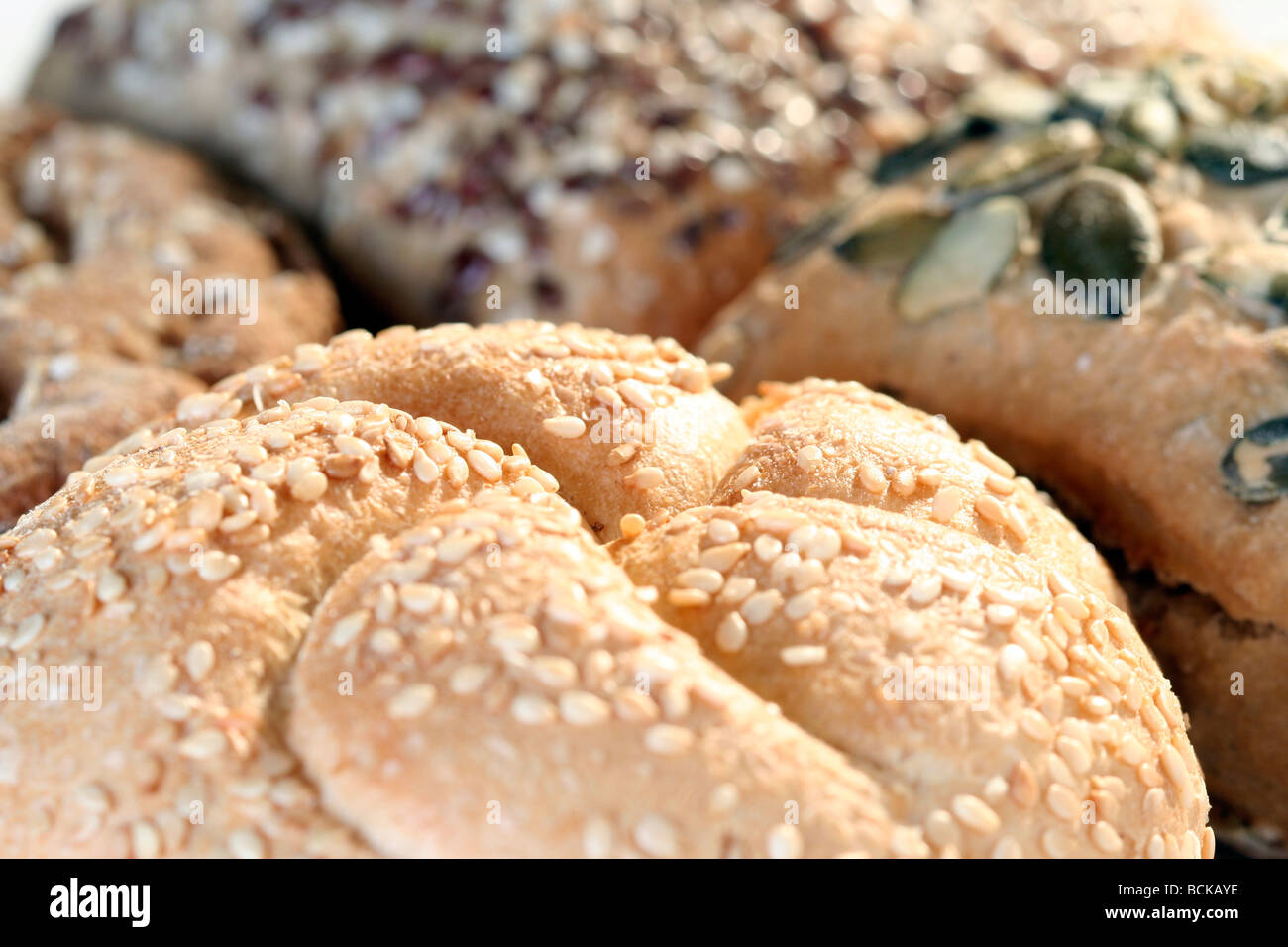 Assortment of baked bread with seeds Stock Photo - Alamy
