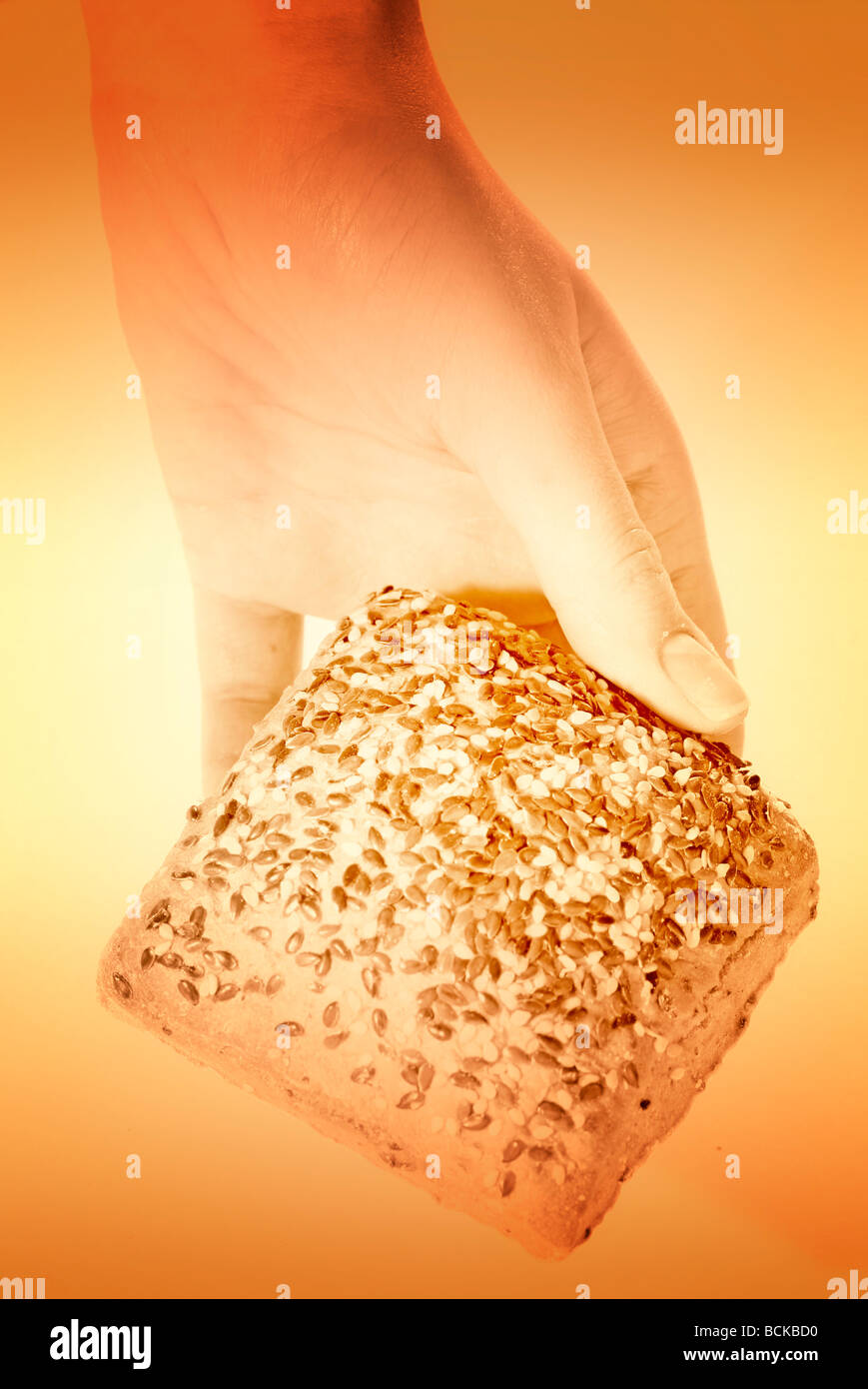 Baked bread with seeds isolated Stock Photo - Alamy