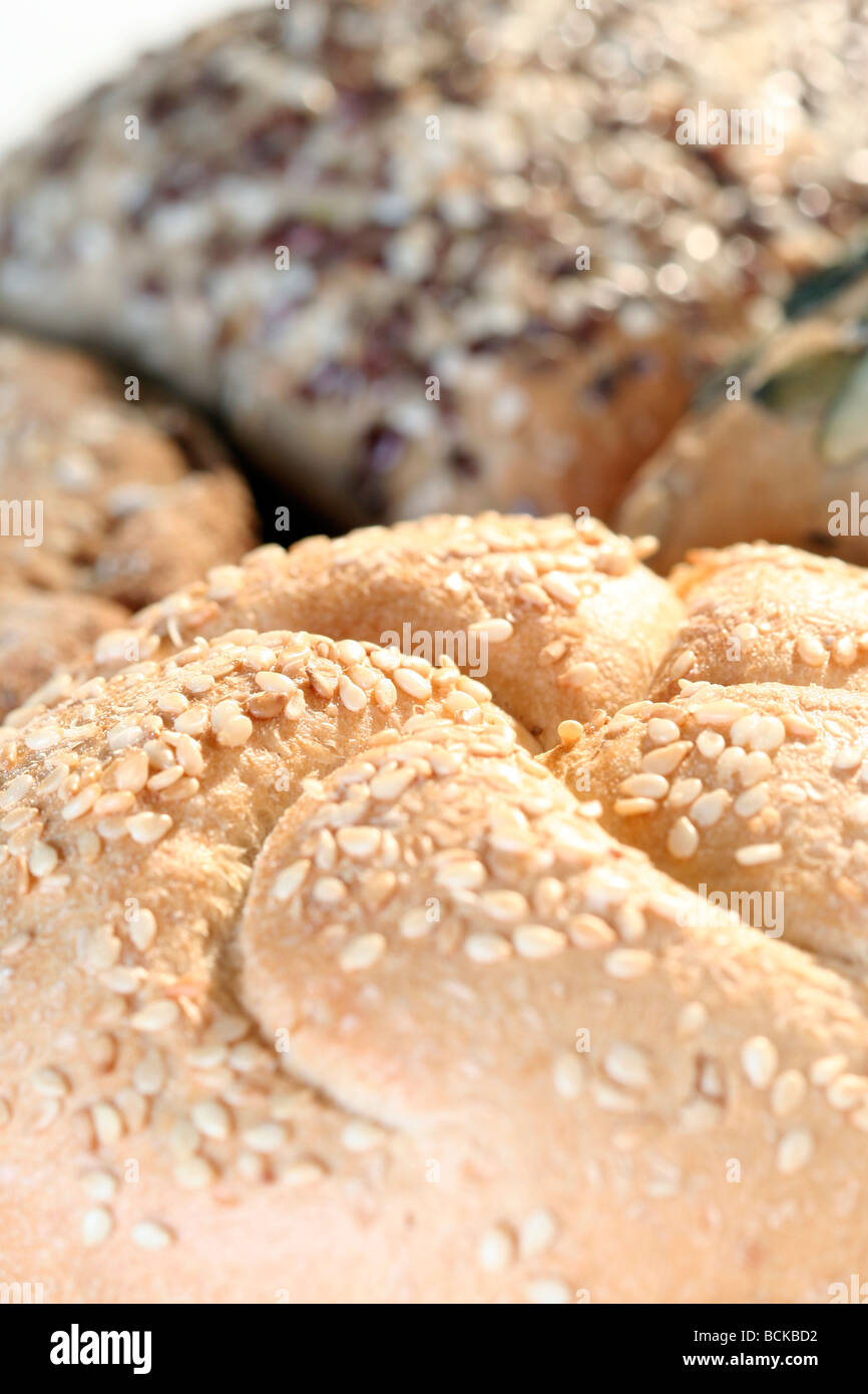 Assortment of baked bread with seeds Stock Photo - Alamy