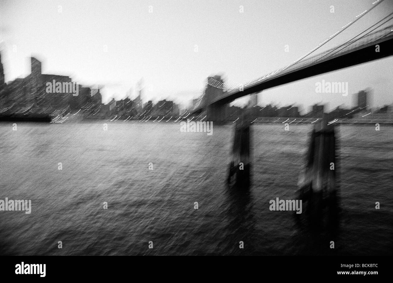 Urban scene, bridge over water, b&w Stock Photo - Alamy