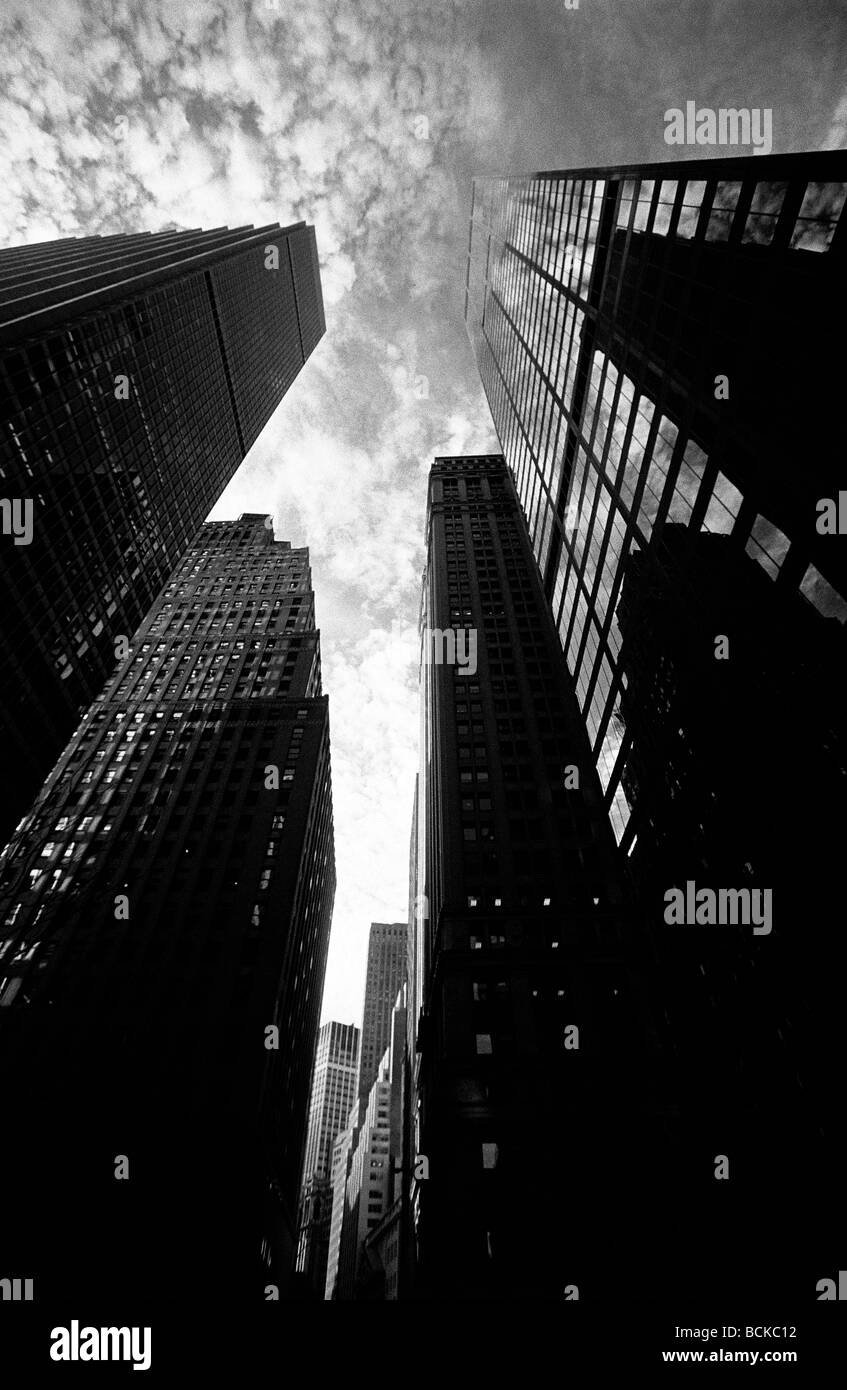 Skyscrapers, low angle view, b&w Stock Photo - Alamy