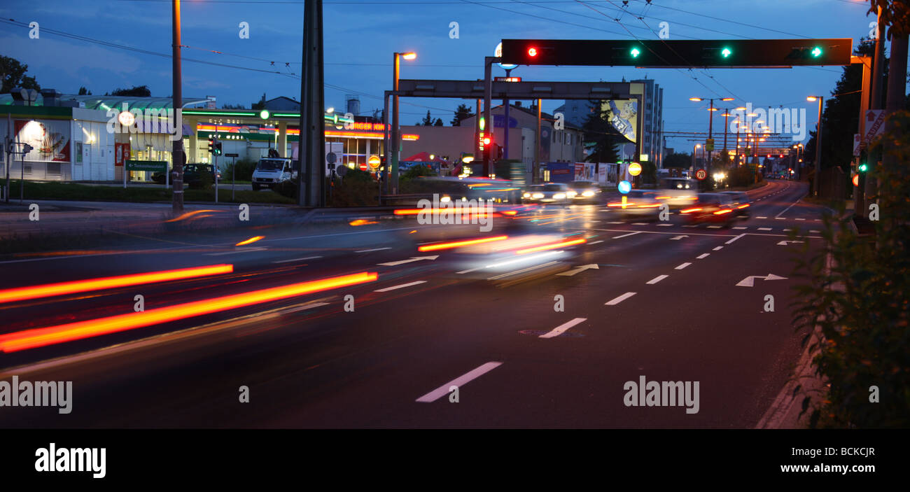 Night view of cars on a road Stock Photo - Alamy