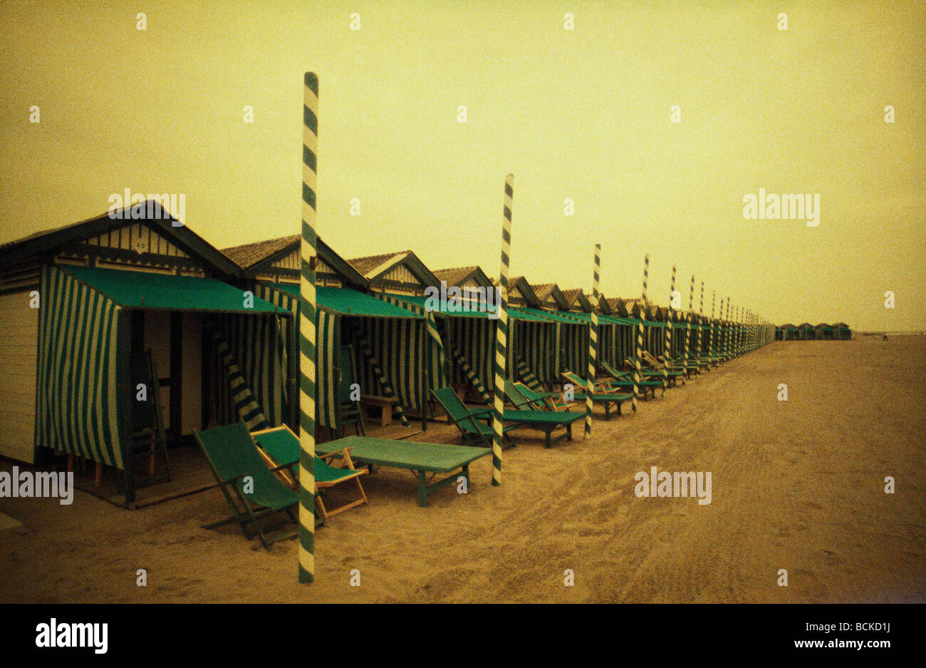 Line of beach cabanas Stock Photo - Alamy