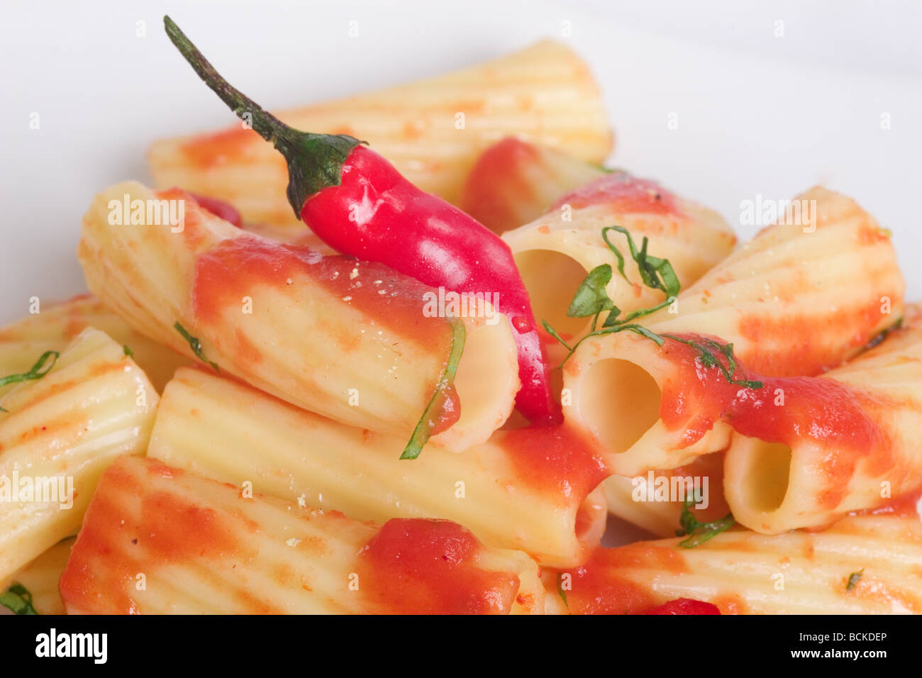 Rigatoni Chilli close Stock Photo - Alamy