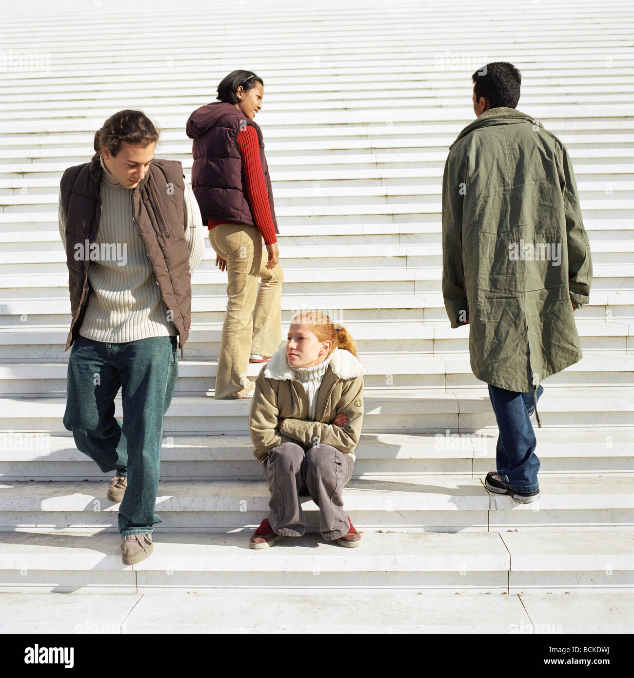 Man and woman going up steps hi-res stock photography and images - Alamy