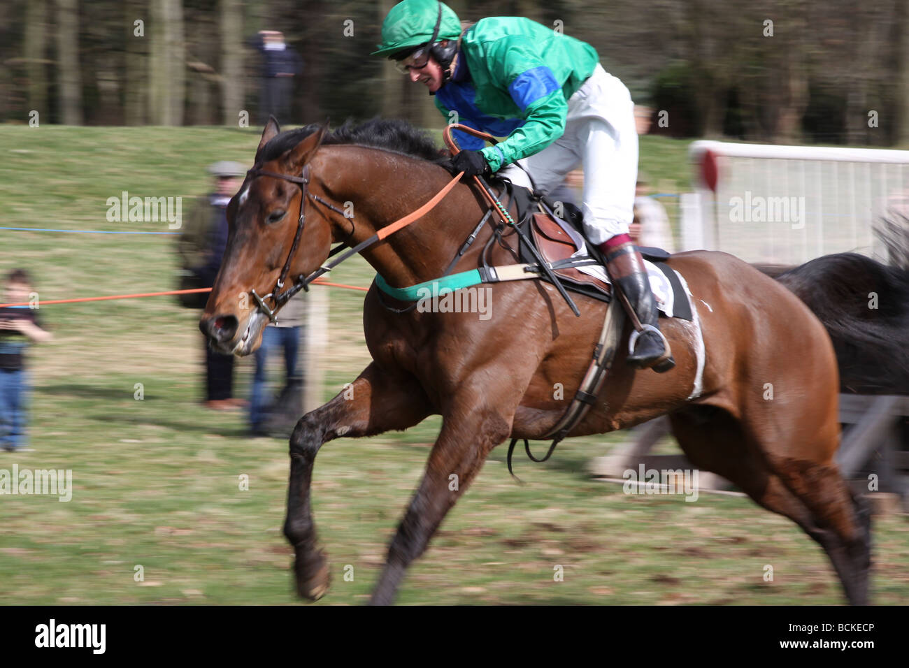 Jockey horse racing towards finish hi-res stock photography and images ...