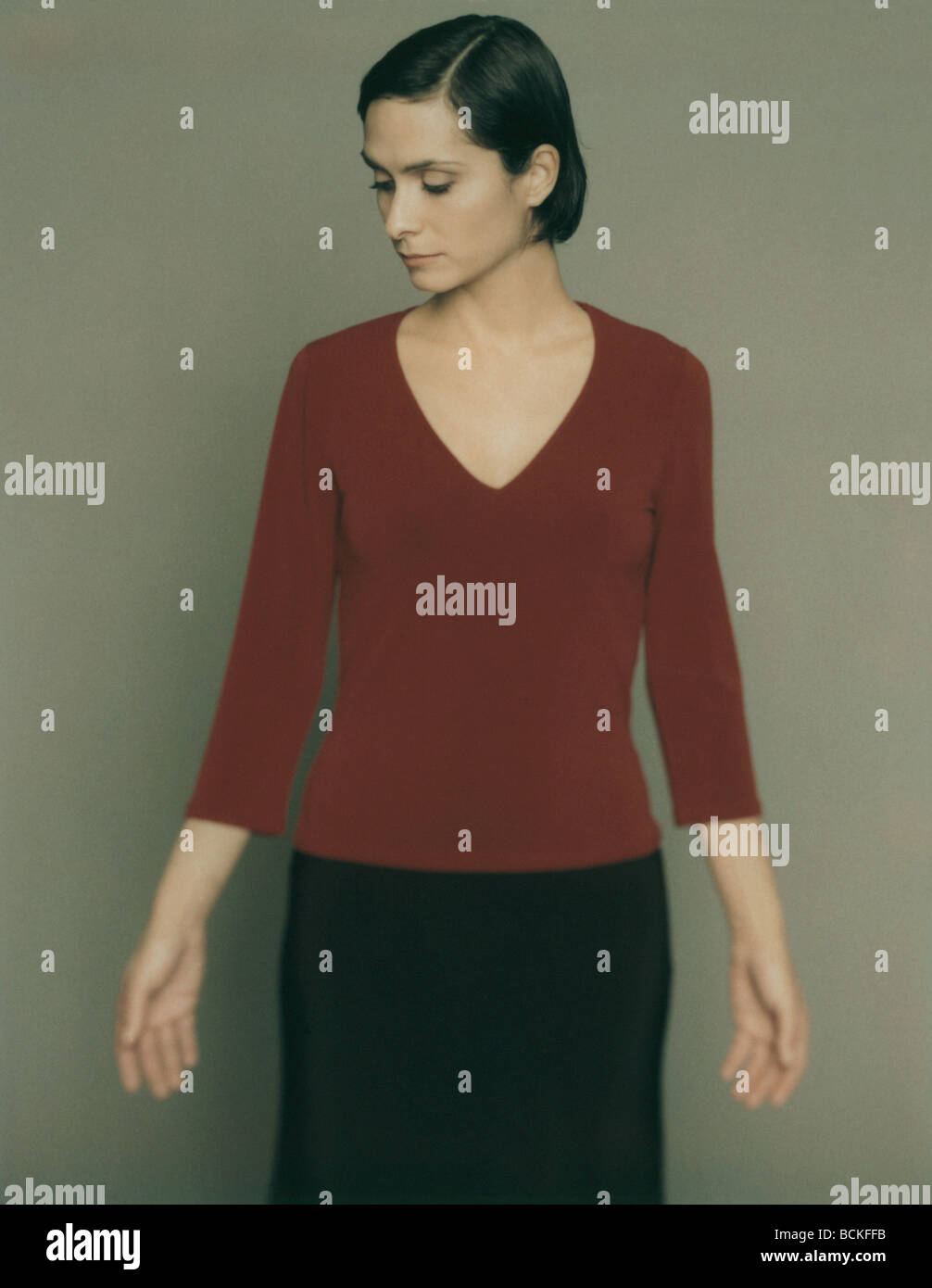 Woman in red top looks hi-res stock photography and images - Alamy
