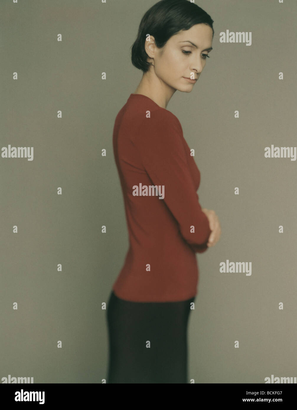 Woman in red top looks hi-res stock photography and images - Alamy