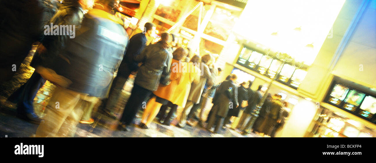 People in line at movie theater, panoramic view Stock Photo - Alamy