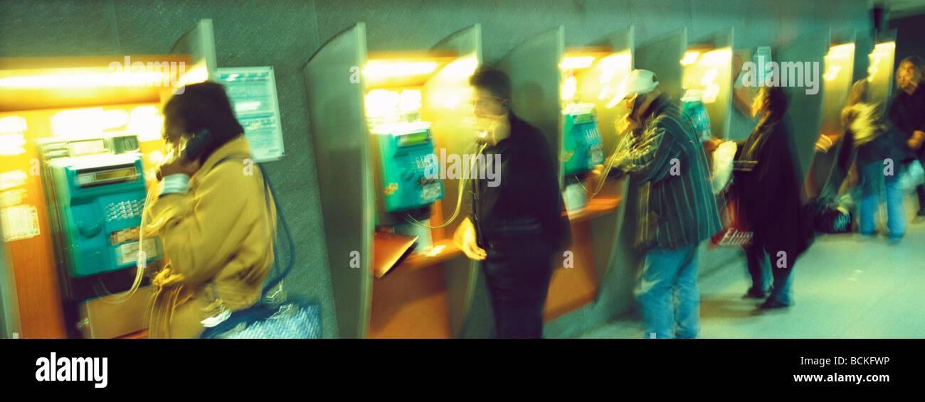 People using pay phones, panoramic view Stock Photo - Alamy