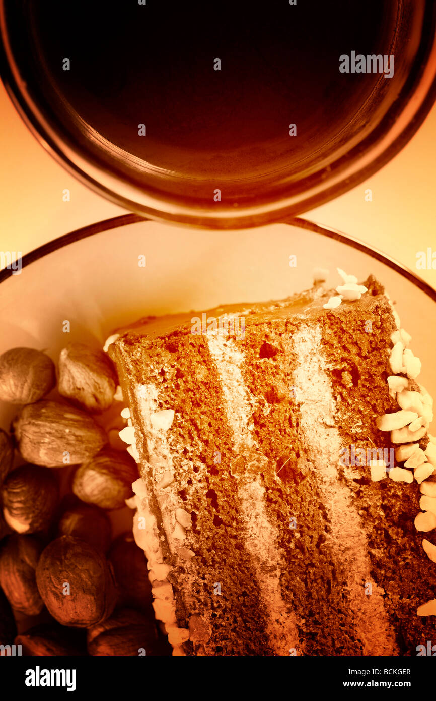 Almond cake with chocolate stuffing Stock Photo - Alamy