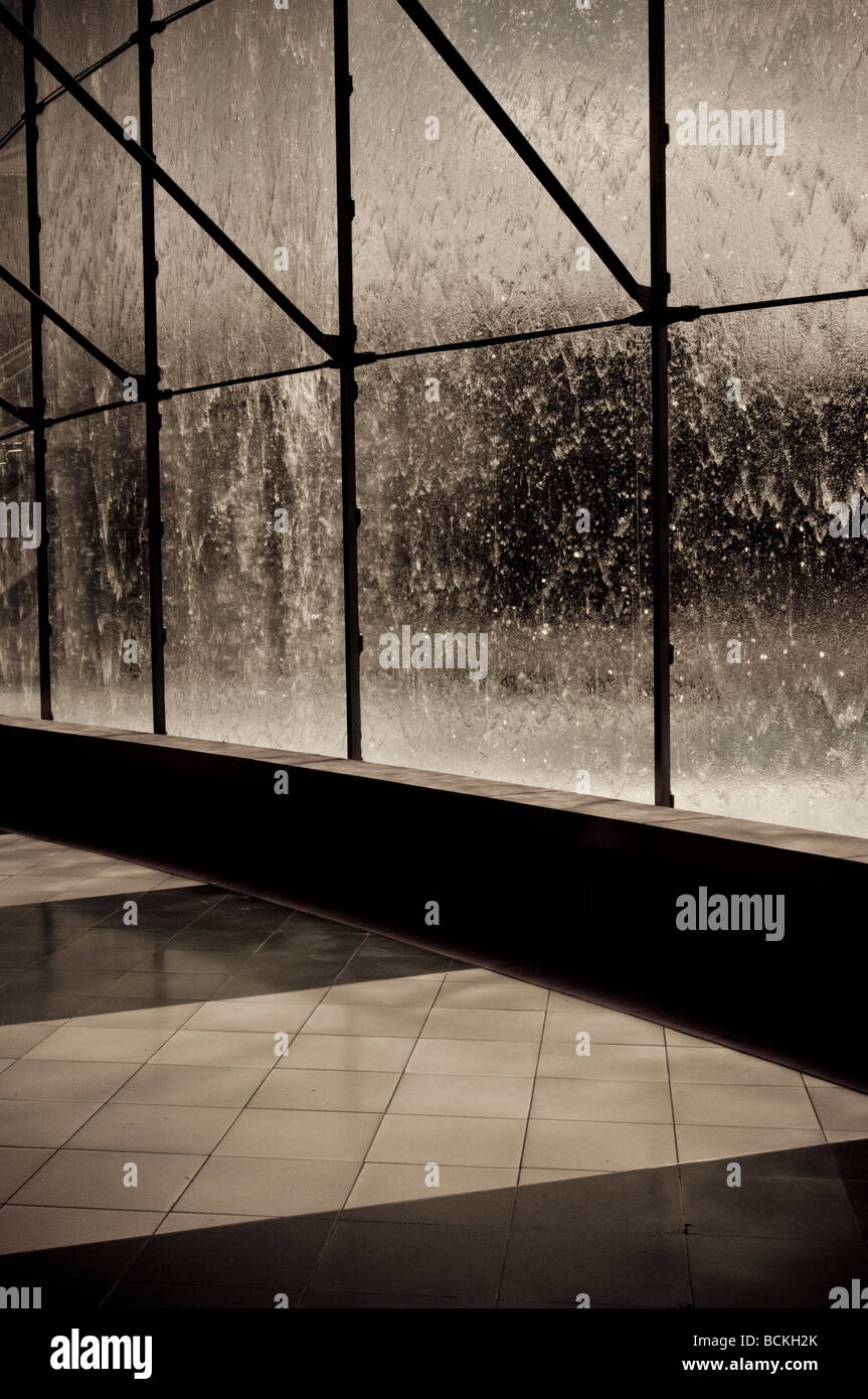 Glass wall with running water Sydney Australia Stock Photo - Alamy