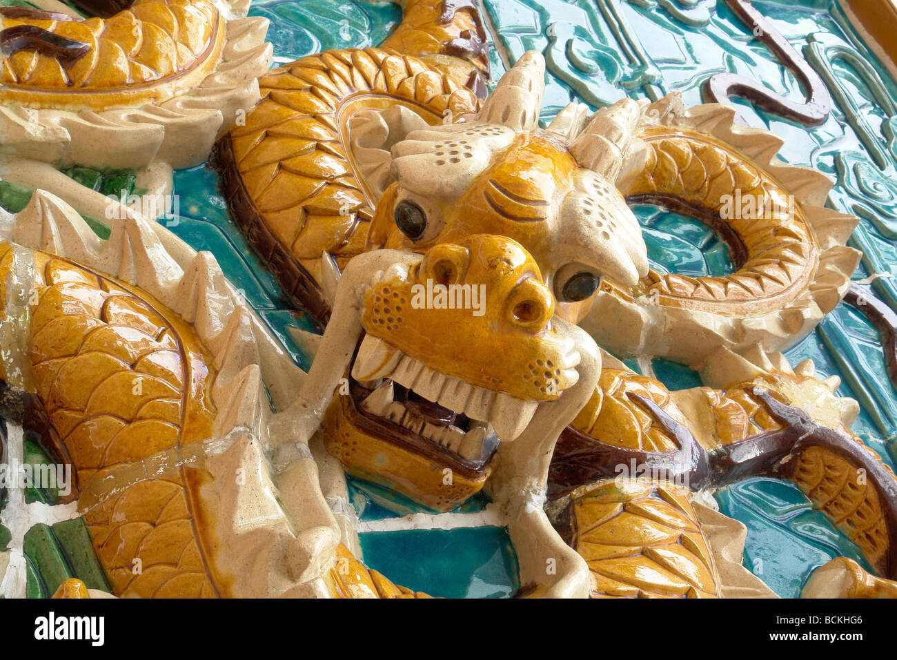 Chinese Dragon Wall in Hong Kong. Dragon symbolized power, potent and ...
