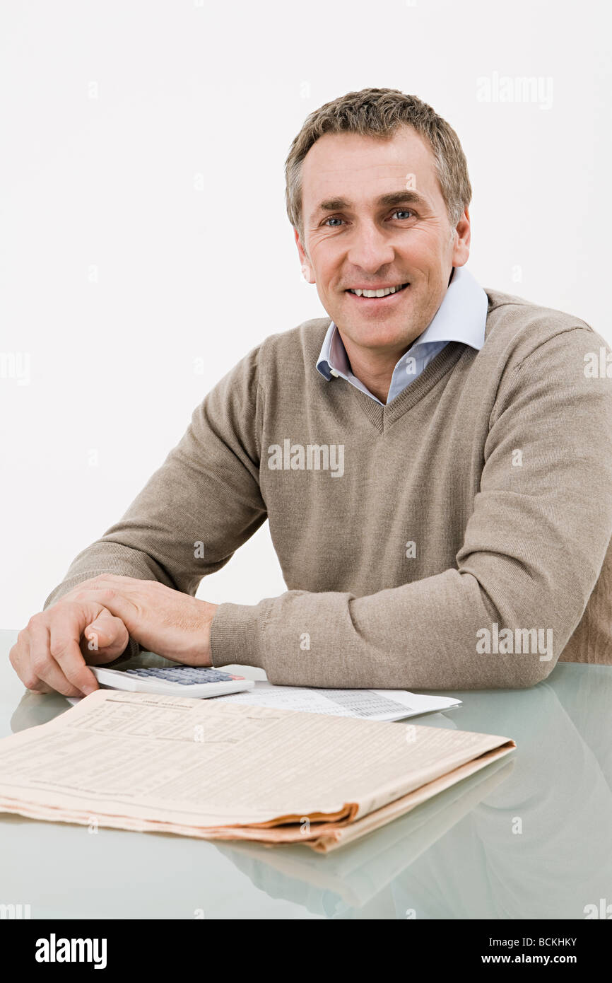 Man with paperwork Stock Photo - Alamy
