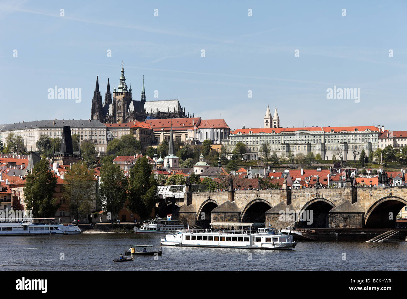 Prague, Charles Bridge, Prague Castle Hradcany and Moldova Stock Photo - Alamy