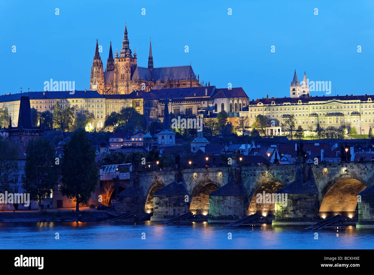 Prague, Charles Bridge, Prague Castle Hradcany and Moldova Stock Photo - Alamy