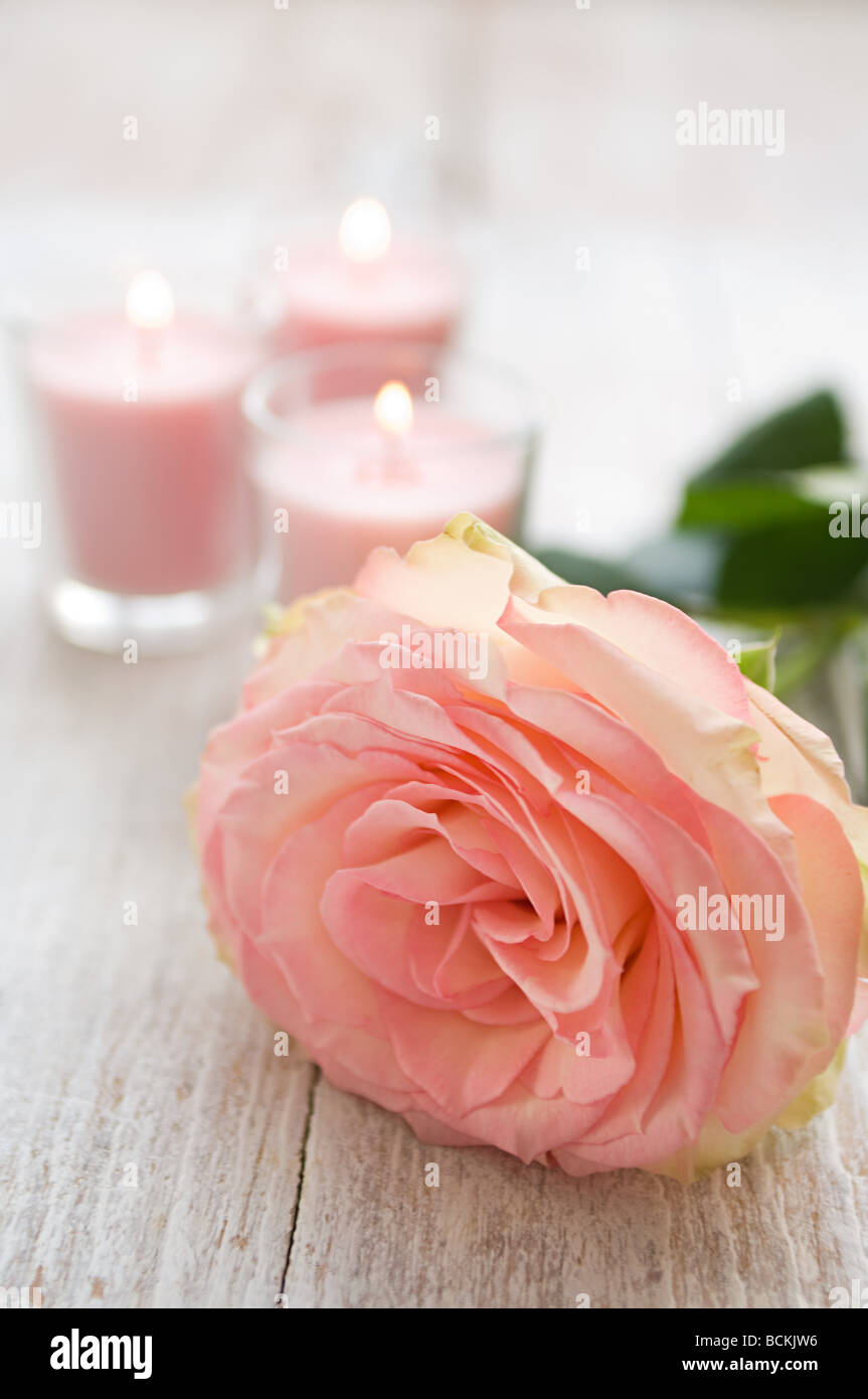 Rose and candles Stock Photo - Alamy