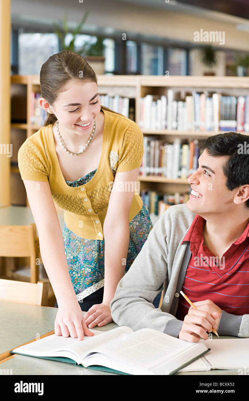 Boy and girl studying Stock Photo - Alamy