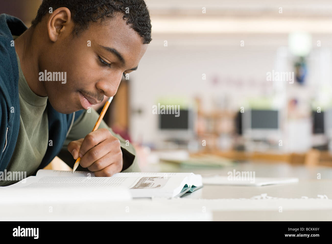 Teenager Revising Library High Resolution Stock Photography and Images ...