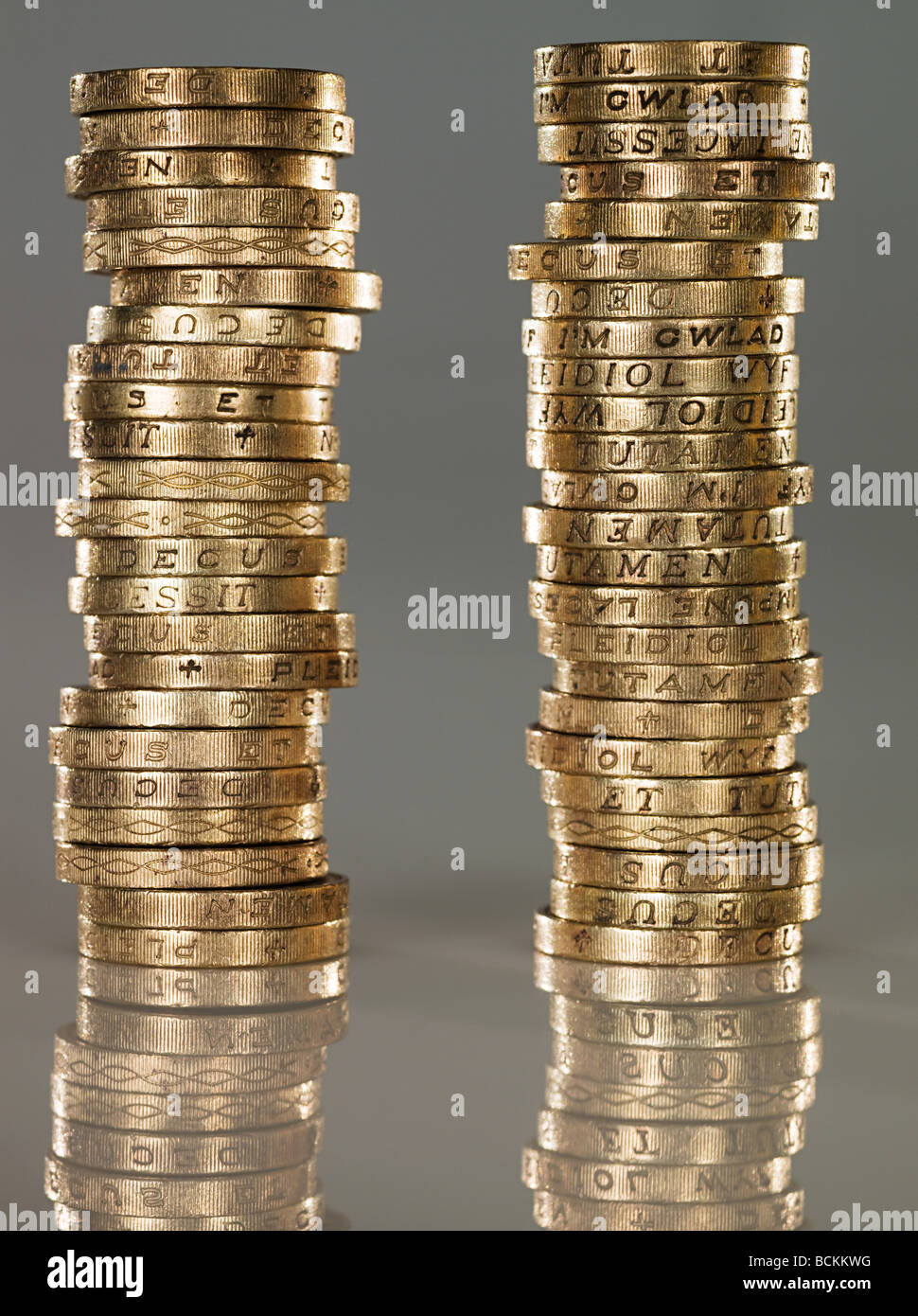 One pound coin coins stack stacks hi-res stock photography and images ...