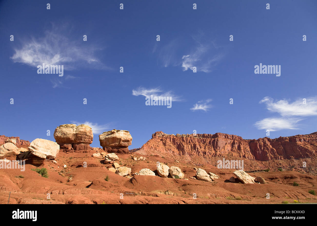 Twin Rocks at Capitol Reef National Park Utah USA Stock Photo - Alamy