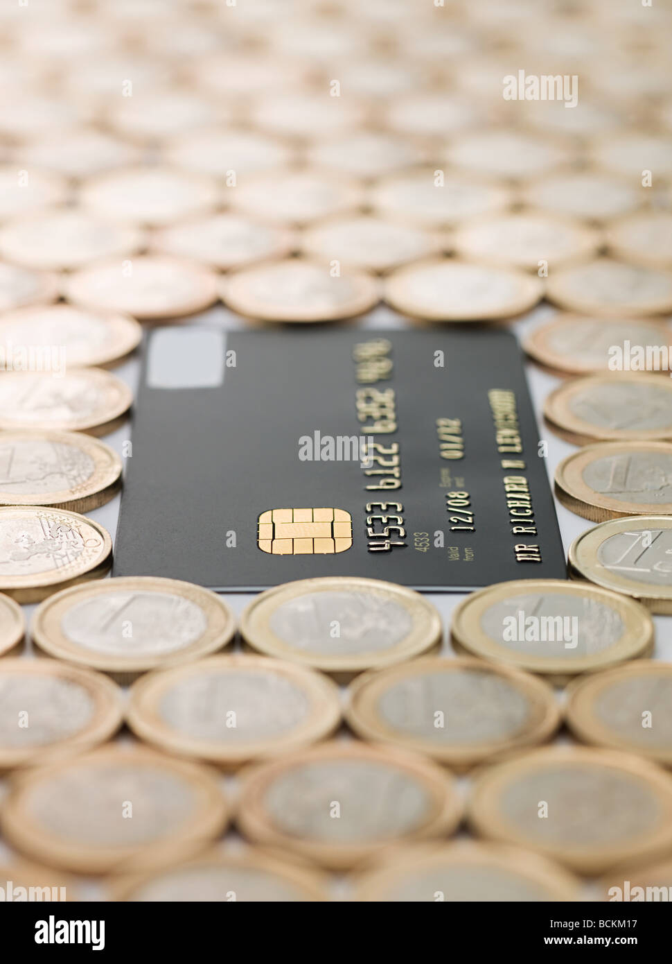 Credit card and euro coins Stock Photo - Alamy