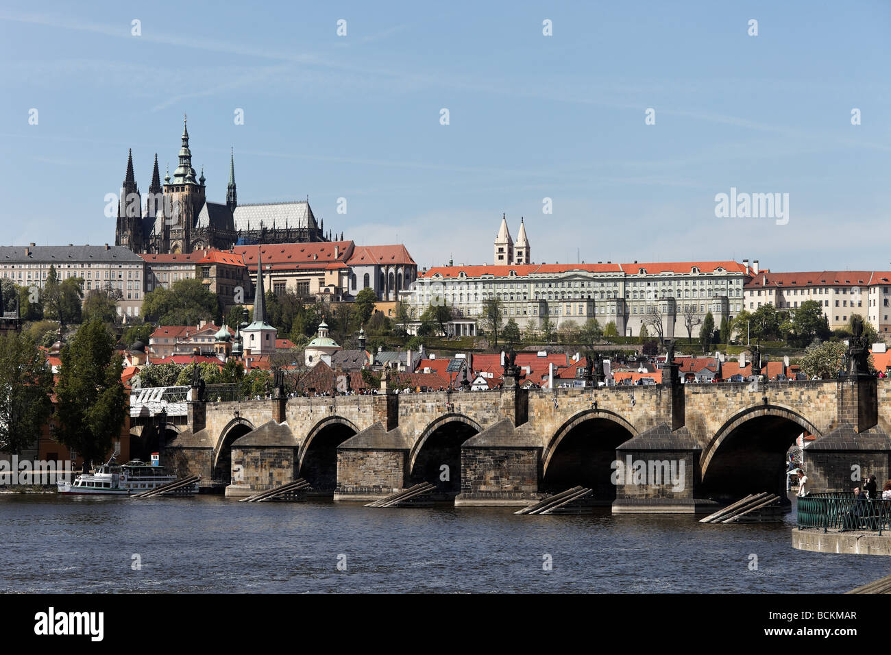Prague, Charles Bridge, Prague Castle Hradcany and Moldova Stock Photo - Alamy