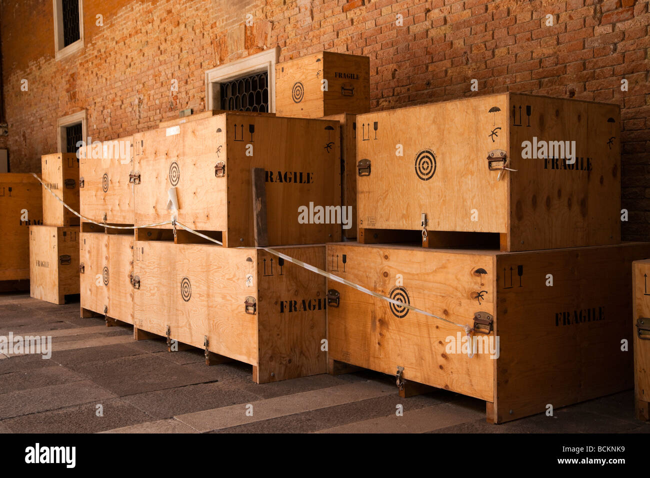 Venice - in the Natural History Museum packing crates with delivery of ...