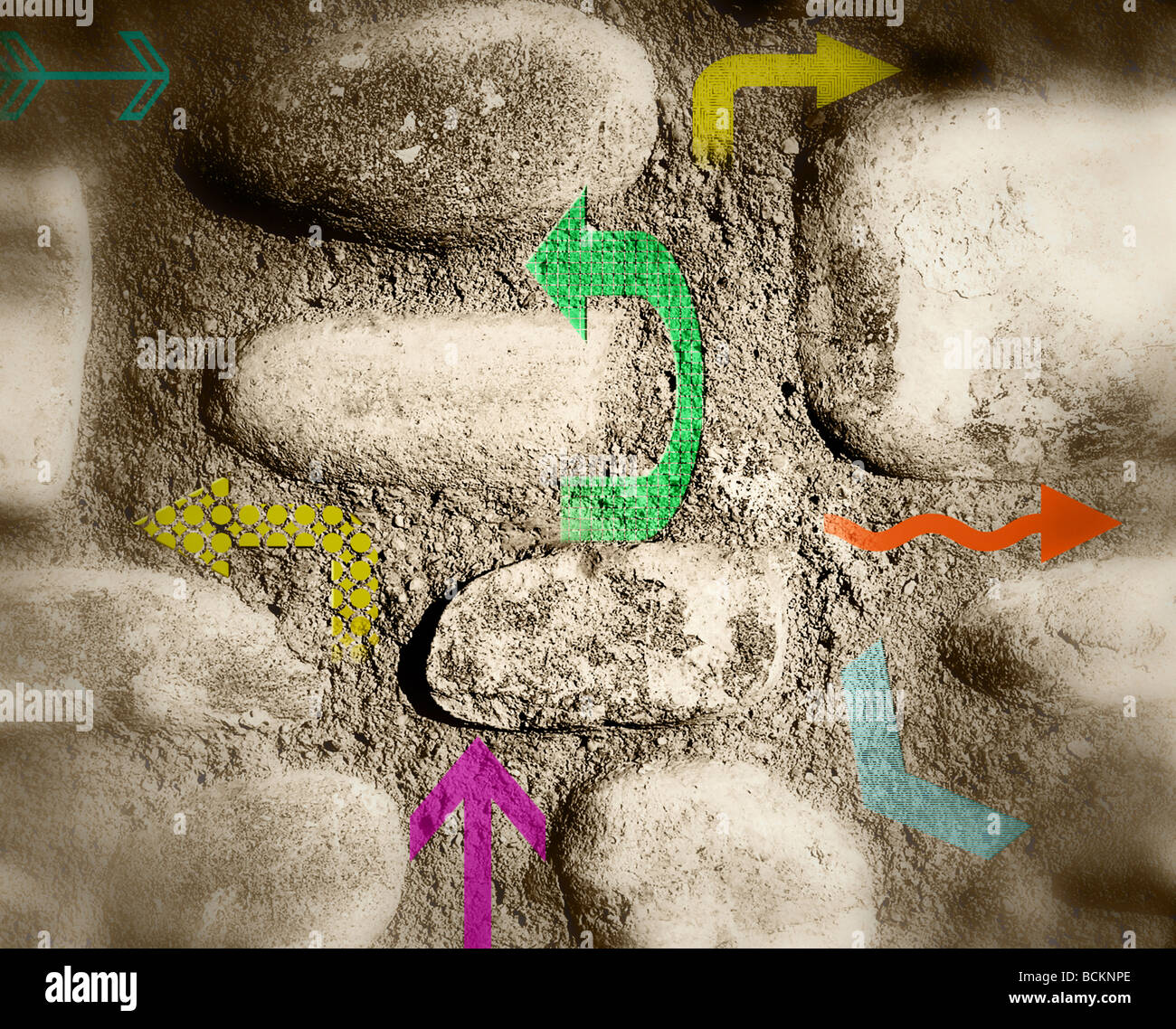 Rocks & Arrows - concept background Stock Photo - Alamy